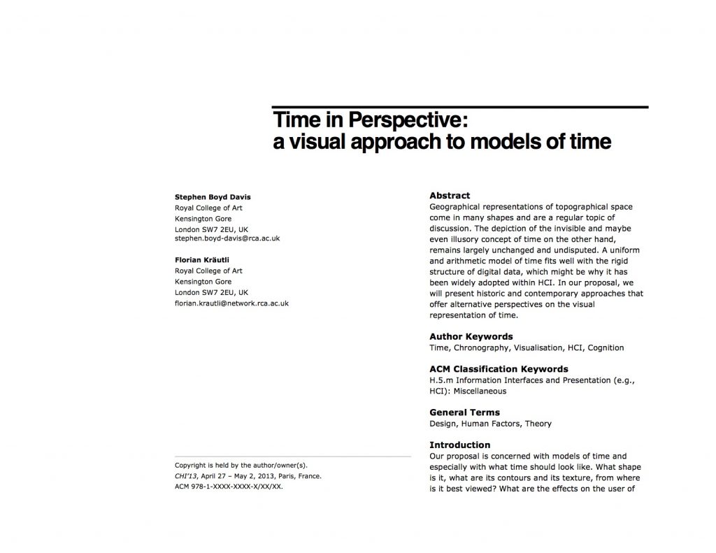 Time in Perspective: a visual approach to models of time : Florian Kräutli