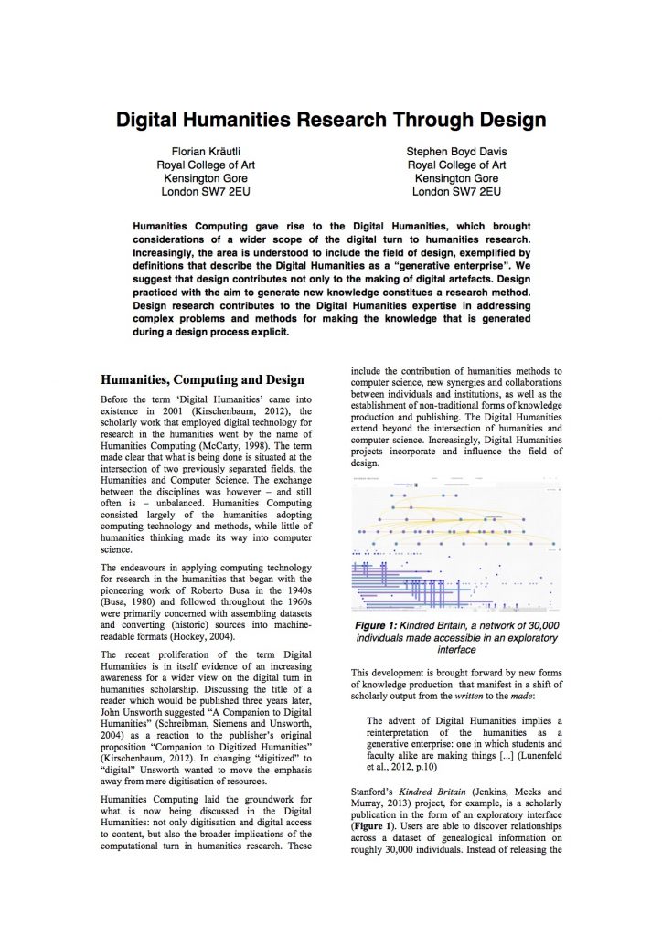 Humanities Research Through Design : Florian Kräutli